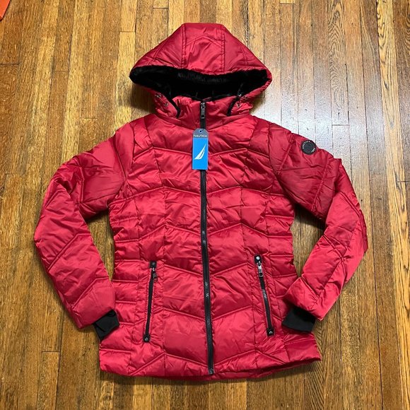 Nautica | Jackets & Coats | New Nautica Womens Puffer Jacket Red | Poshmark
